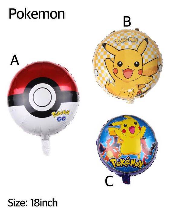 18inch Round Pokemon Pokeball Pikachu Foil Balloons Pokemon Foil ...