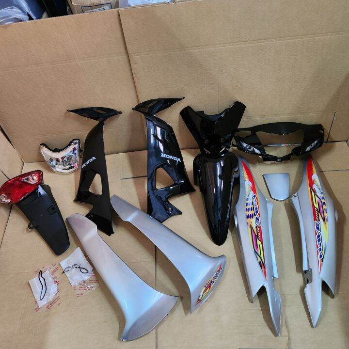 ชุดสี honda wave 100 Ubox เวฟ 100ubox สีดำเทา ยกชุด10ชิ้น พร้อมชุดไฟน้า ...