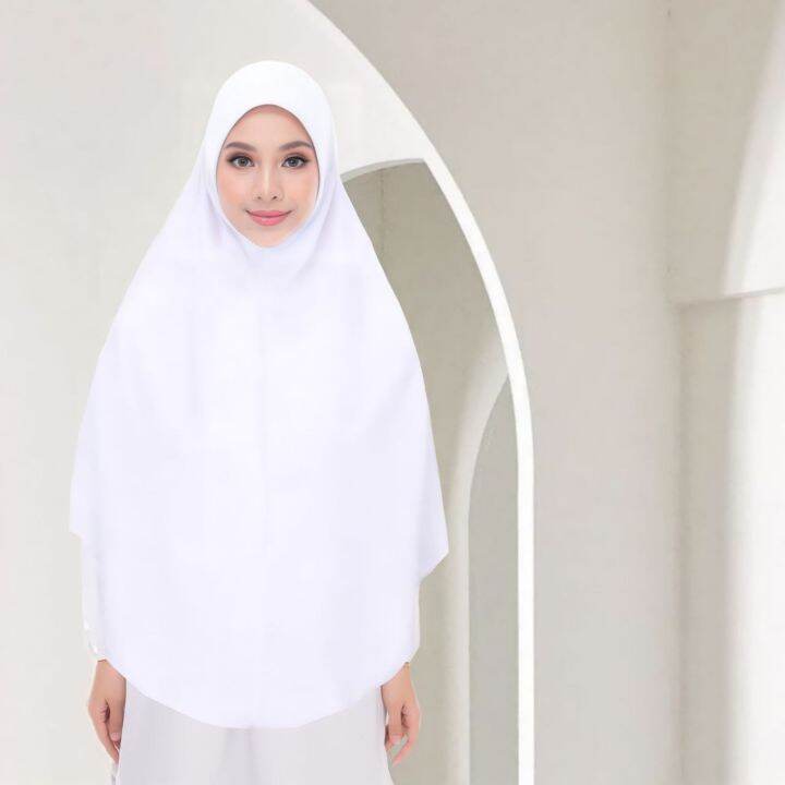 Khimar Putih Labuh Berdagu Moscrepe Awning Scuba/ Tudung Putih Labuh ...