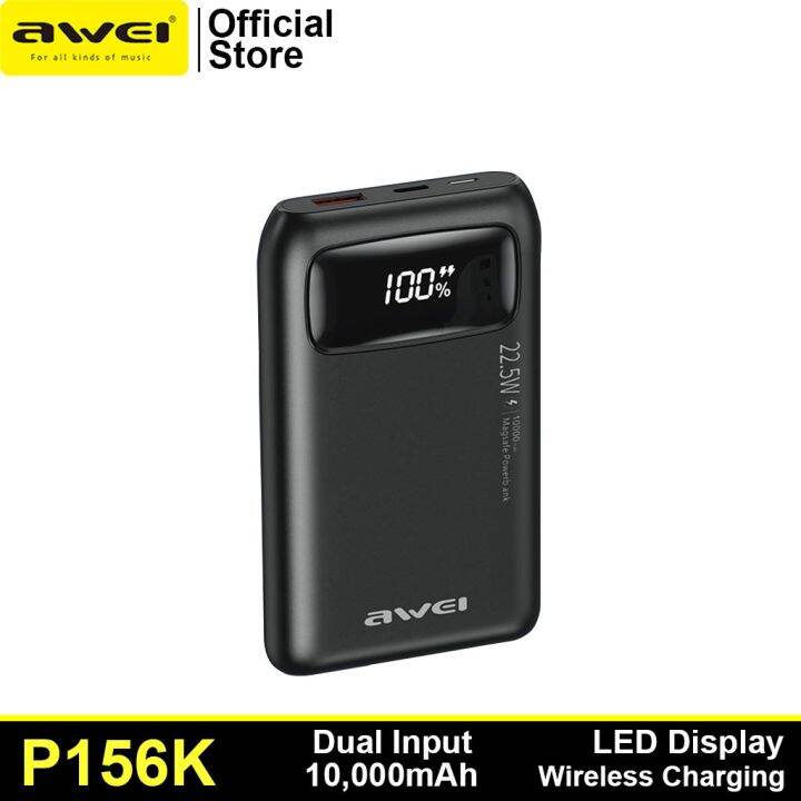 Awei P156K 10000mAh Magnetic Wireless Power Bank PD22.5W Fast Charging ...