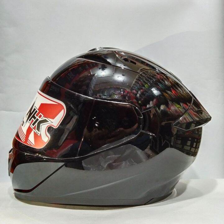 HELM NHK GP PRIME SOLID BLACK GLOSSY HELM FULL FACE | Lazada Indonesia