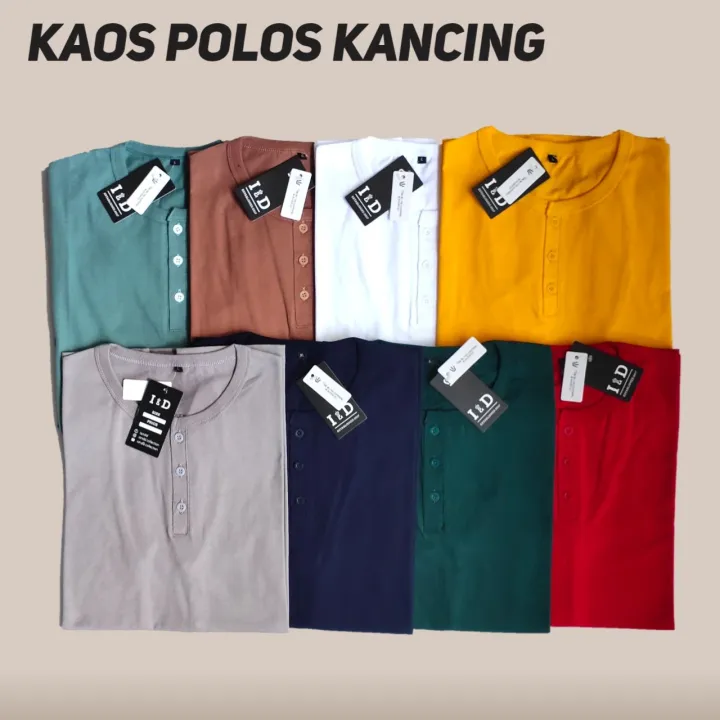 Kaos Polos Kancing 3 pria / Kaos polos kancing cotton combed / Kaos ...