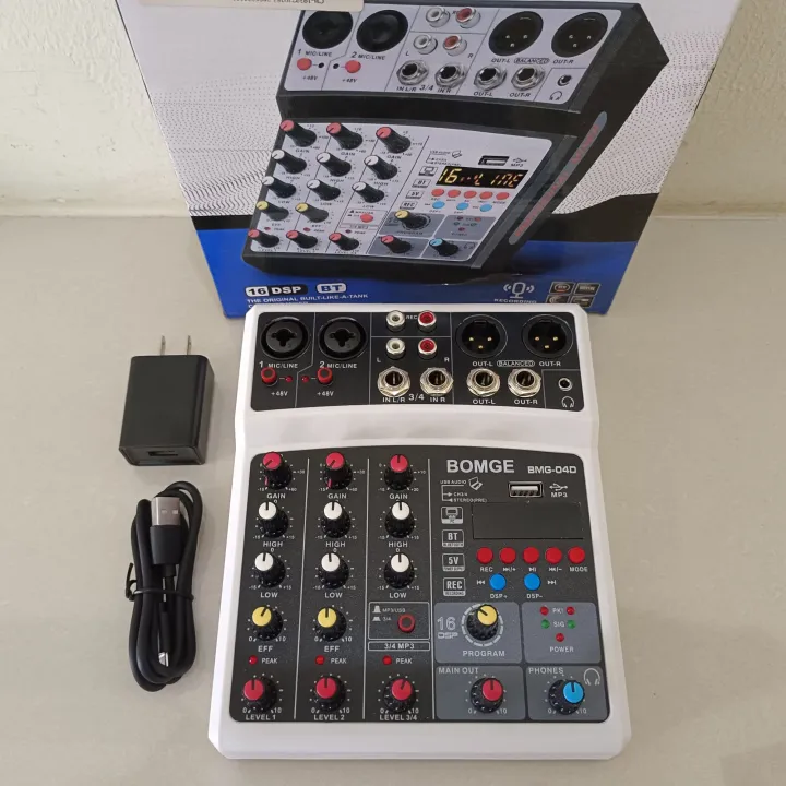 Mixer 4CH ขนาดเล็ก เอฟเฟค 16DSP ใช้ไฟเลี้ยง USB 5V มี Bluetooth ...