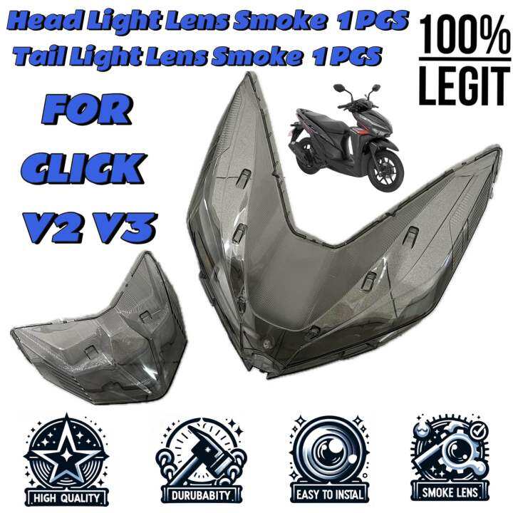 HONDA CLICK 125i/150i V3 SMOKE HEAD LIGHT LENS AND TAIL LIGHT LENS FOR ...