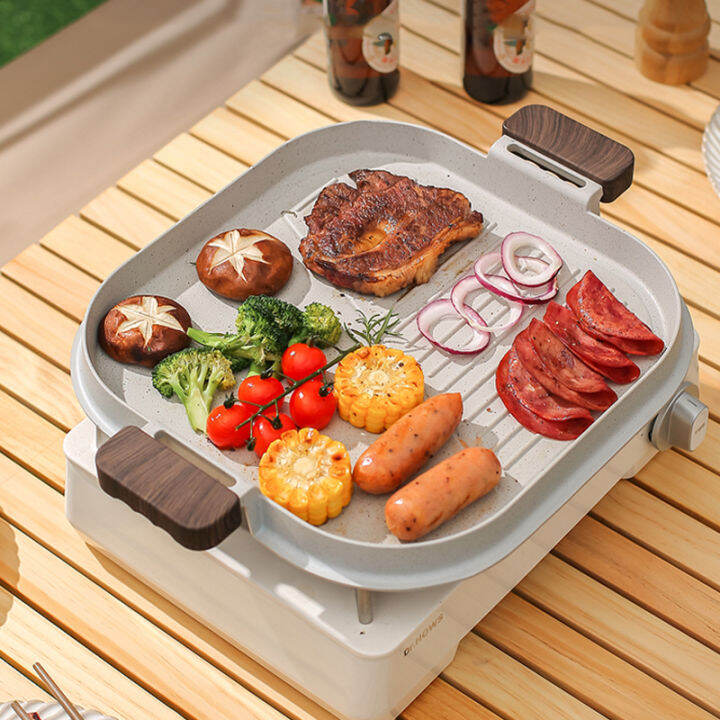 Grill Pan Griddle Outdoor BBQ Non-stick Surface Barbecue Pan 31cm ...