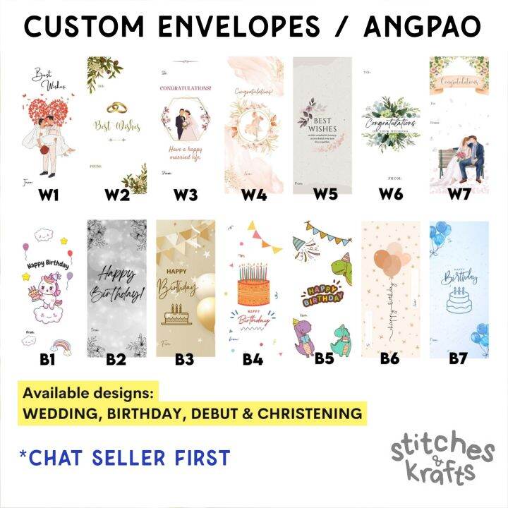 1PC CUSTOM/PERSONALISED Money Envelopes Angpao gift wedding christening ...