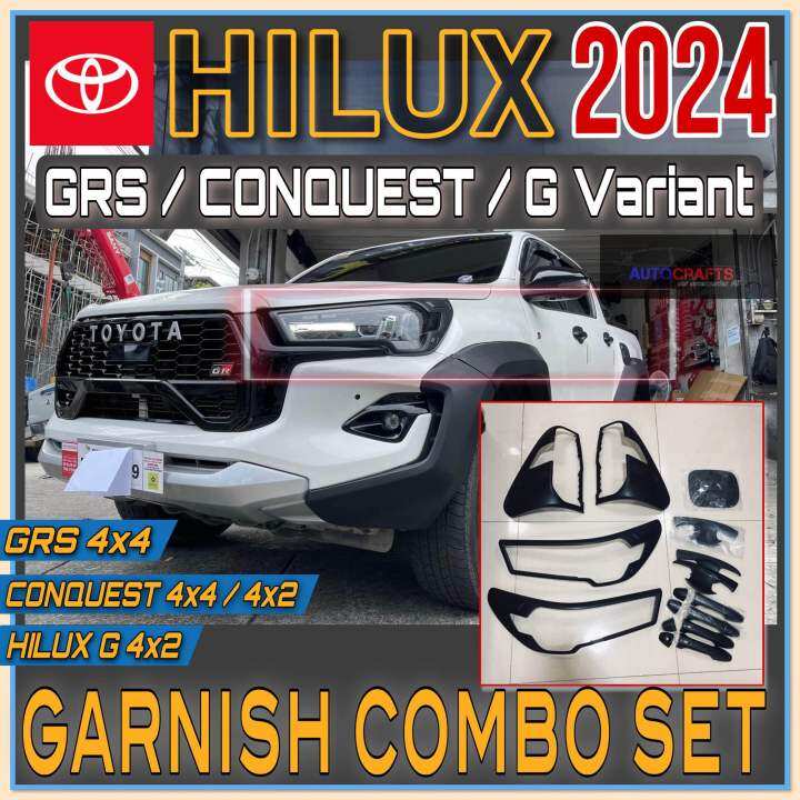 TOYOTA HILUX 2024 GRS, CONQUEST, HILUX G GARNISH COMBO SET ALL BLACK ...