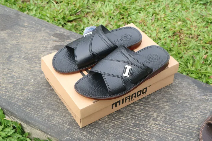 sandal mirado slop silang hitam premium termurah/sandal pria | Lazada ...