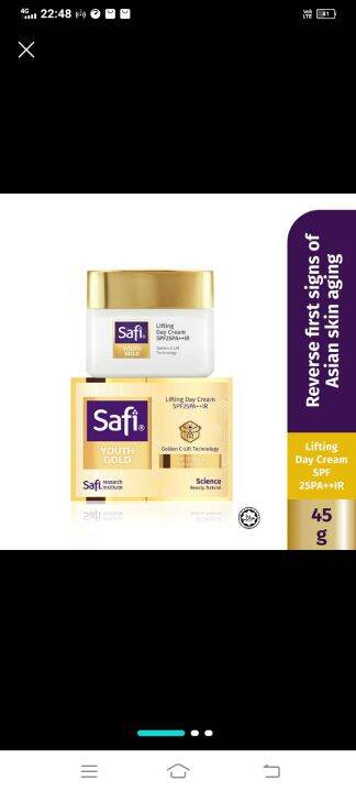 Safi Youth Gold Day Cream SPF25PA++IR 45g | Lazada