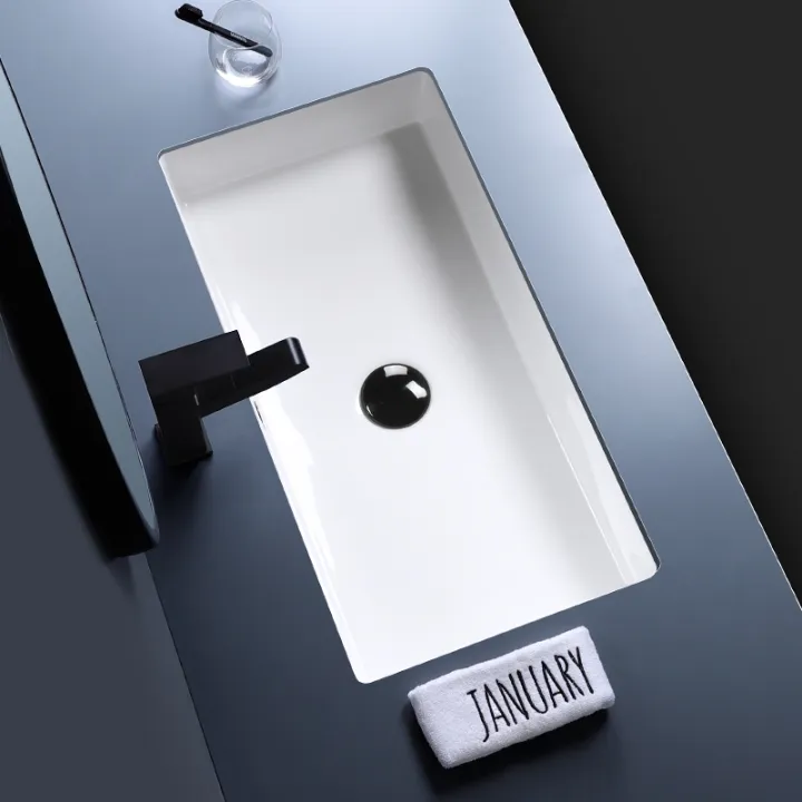 Narrow Rectangular Undercounter Hotel Bathroom Wash Basin Embedded ...