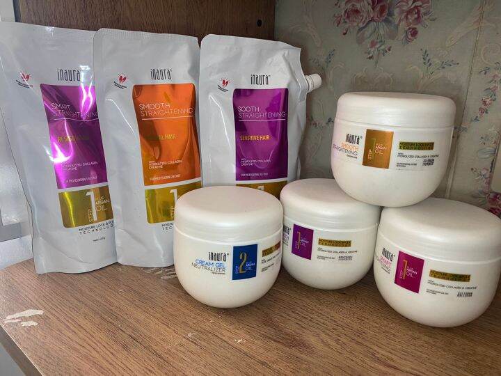 INAURA SMOOTH STRAIGHTENING STEP 1 500ml , INAURA CREAM GEL NEUTRALIZER ...