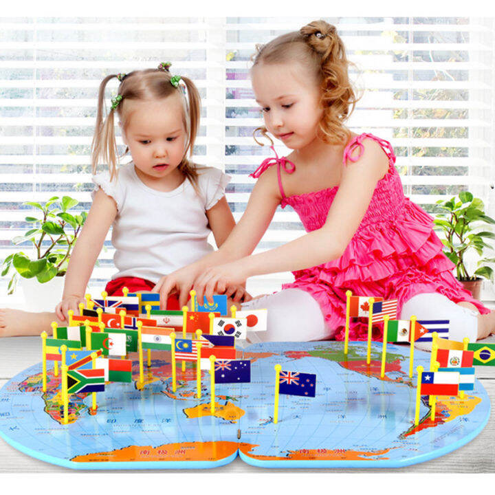 Peta Dunia Mainan Edukasi Anak Map World With Flag Peta Bendera ...
