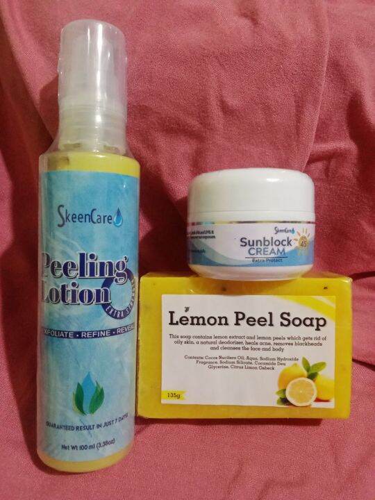 Peeling Lotion (extra strength)100ml+Lemon Peel Soap135g+Sunblock Cream ...