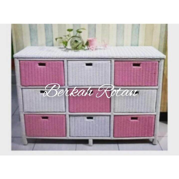 Rak Laci / Kabinet/ Lemari 9 Laci Rattan Sintesis multifungsi Limited ...