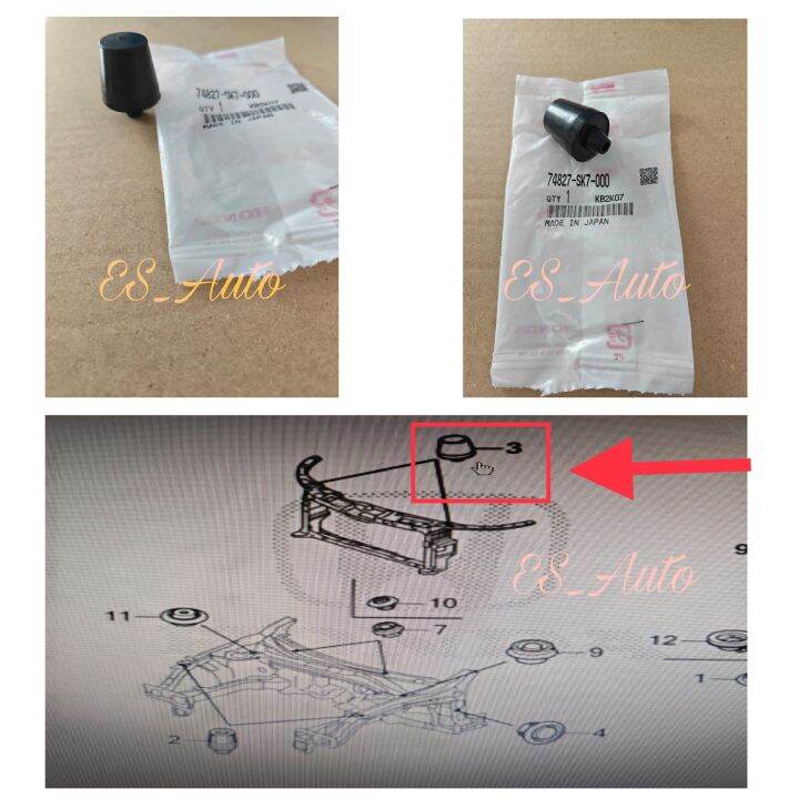 *ORIGINAL HONDA T20 CIVIC 2022 RADIATOR PANEL TOP BUSH/ HEAD LAMP PANEL UPPER BUSH 74827-SK7-000 ...