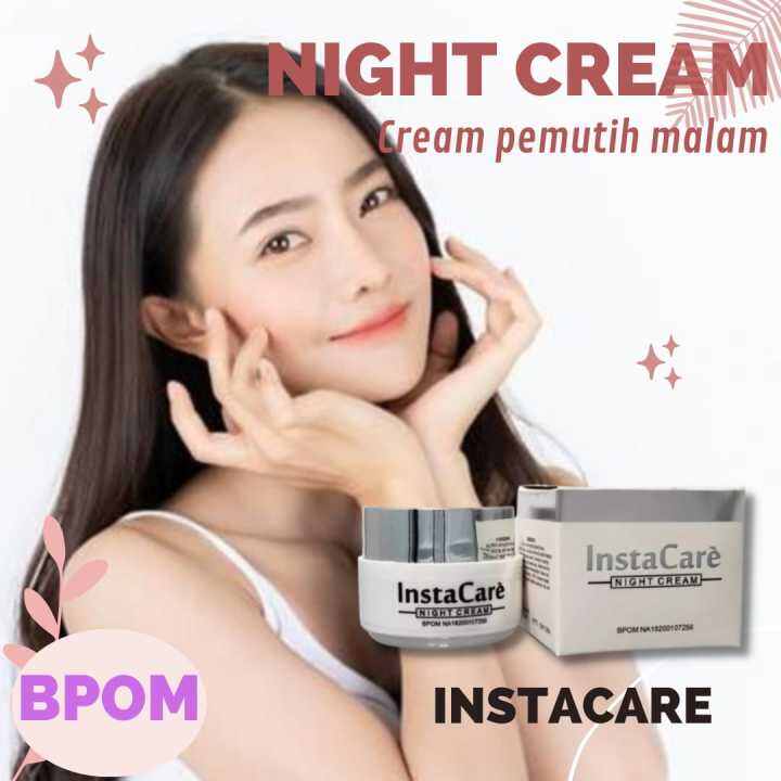 CREAM MALAM SKINCARE INSTACARE PEMBERSIH WAJAH GLOWING BPOM 1 PAKET PENGHILANG FLEK HITAM ...
