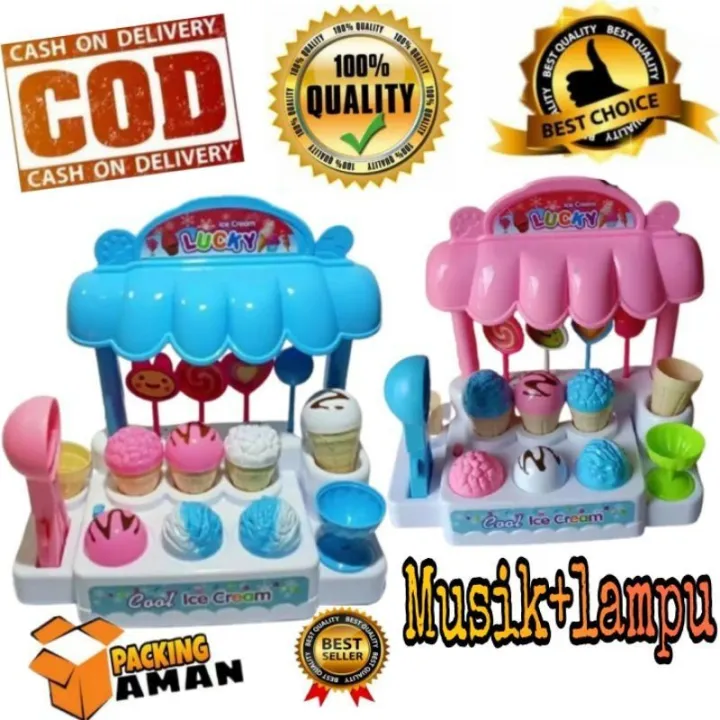 Mainan Gerobak Ice Cream Musik// Gerobak Es Krim Menyala/Mainan Es Krim Anak/ Cool Ice Cream ...