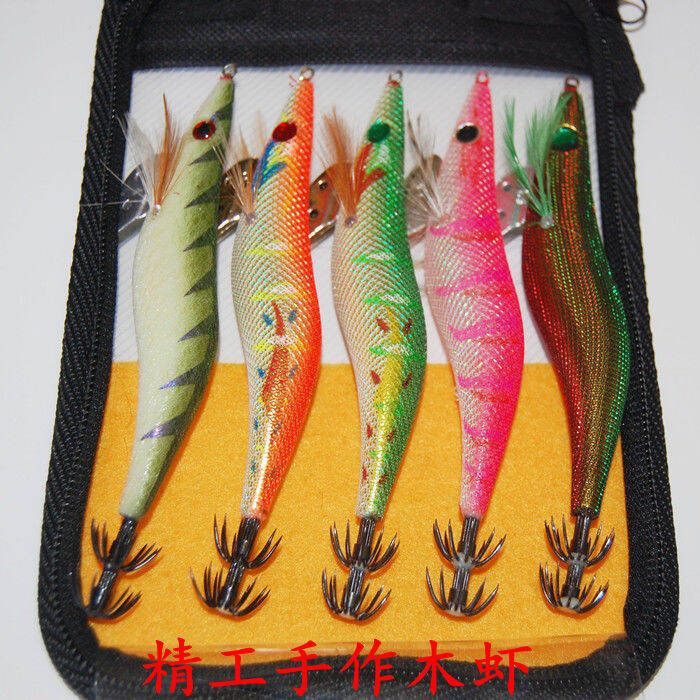 Lure Wood Shrimp Set No. 3.5 Luminous Wood Shrimp Squid Hook ...