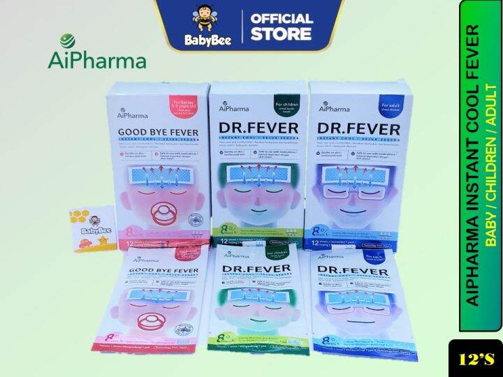 AiPharma Dr Fever/ Good Bye Fever Patch For Adult/Children/ Infant - 12 ...