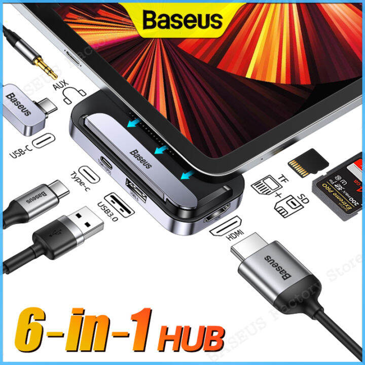 Baseus 6-in-1 Type-C HUB Converter USB3.0 PD Quick Charging Aux 3.5mm ...
