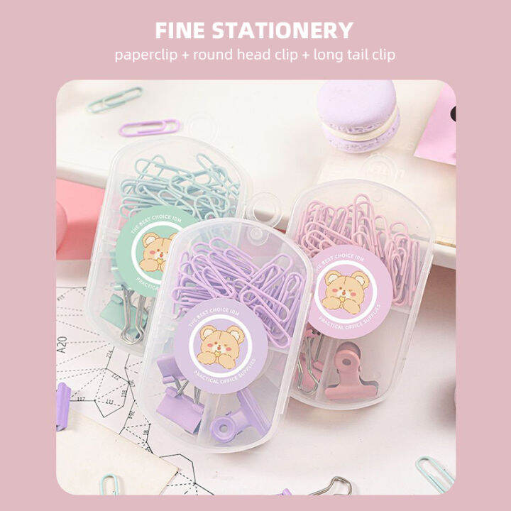 Binder/Paper Clip/Pushpin Macaron Color Paper Clip Ticket Clip Stapler ...
