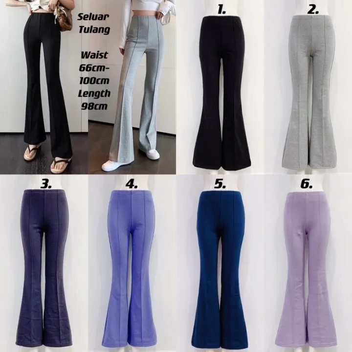 Palazo Bootcut Tulang Seluar Bootcut Tulang Women High Waist Flare Wide ...