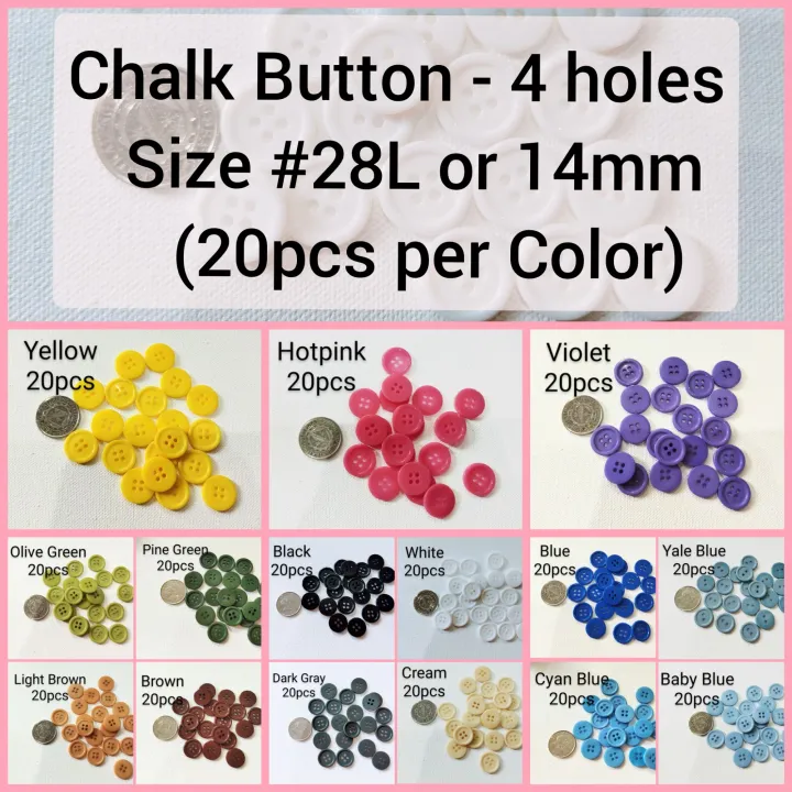 1pack (20pcs) Chalk Buttons 4 HOLES (SOLD PER COLOR) for your DIY ...