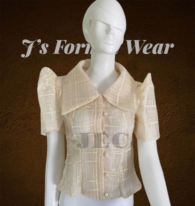 Modern Filipiniana Top Sports Collar- Banig Design | Lazada PH