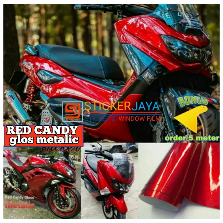 Stiker skotlet merah candy metalik stiker motor stiker mobil | Lazada ...