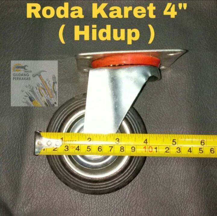 Roda Karet 4" HIDUP - Roda Gepeng Castor Lemari Etalase Troly 4 Inch ...