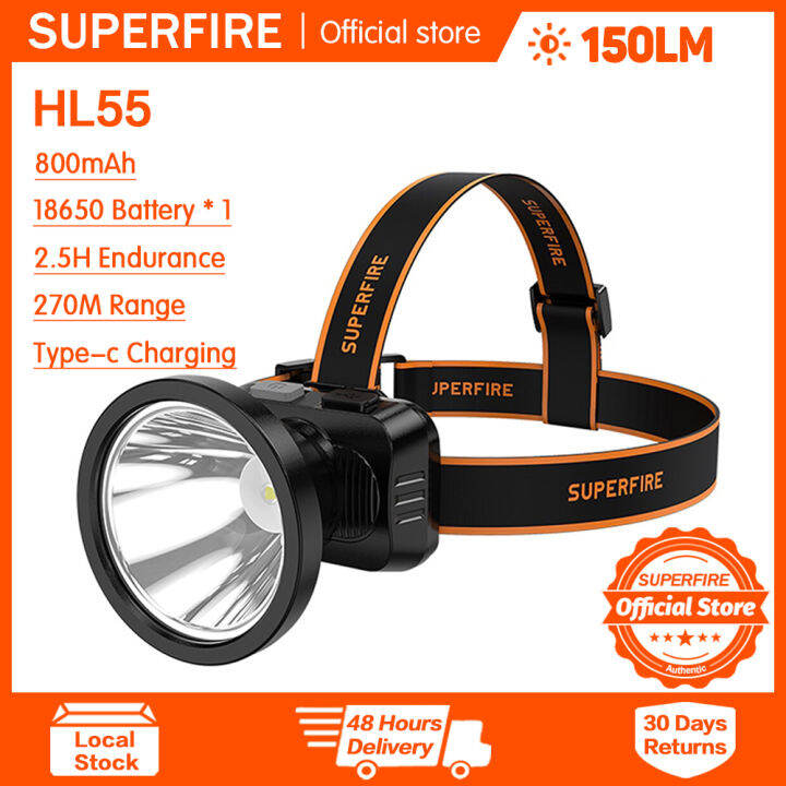 SUPERFIRE Flashlight HL55 LED Headlamp Usb Charging High Brightness Headlight | Lazada PH
