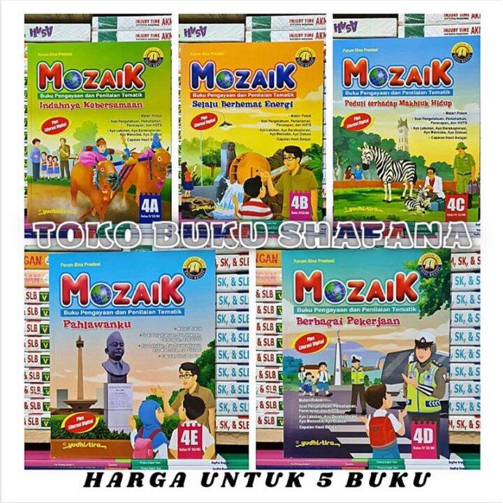 Paket Buku Mozaik 4A 4B 4C 4D 4E Yudhistira Kelas 4 SD K13 Edisi Revisi ...