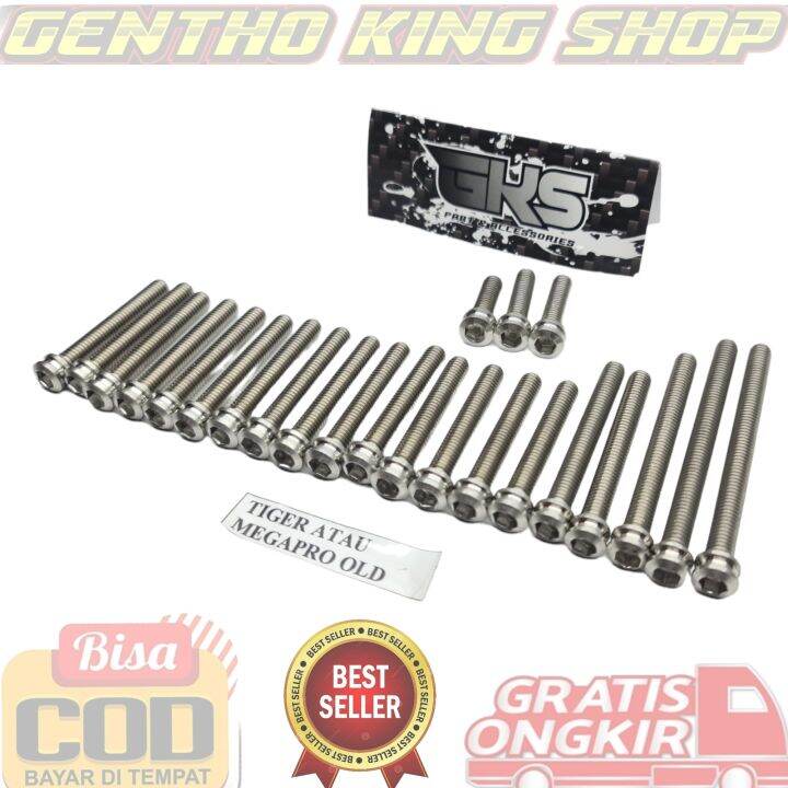 BAUT BAK MESIN KANAN KIRI HONDA TIGER MEGAPRO GL PRO SET STAINLESS CUSTOM PROBOLT | Lazada Indonesia