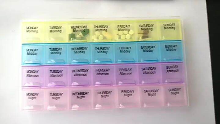 Medicine box 7 Days Portable 28 Grids Drug Box Drug Tablet Dispenser ...