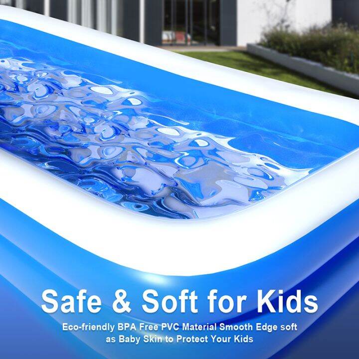 Inflatable Swimming Pool - Blue Rectangular Thickened Family Size ...