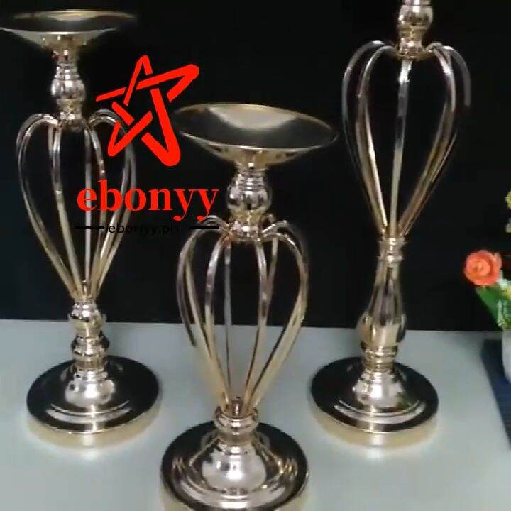 【COD】Metal Gold Candle Holders Road Lead Table Centerpiece Stand Pillar ...