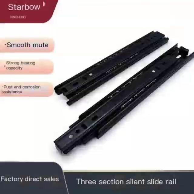 (pair) three-section guide drawer guide full extension ball bearing ...