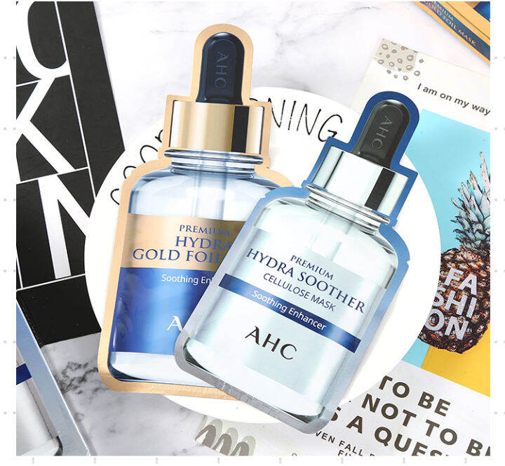 หน้ากากทองคำ AHC สไตล์เกาหลีฟอยล์สีทอง24K กระดาษฟอยล์ดีบุกมาส์กหน้าไอน้ำรุ่นที่สาม B5ไฮยาลูโรนิค ...