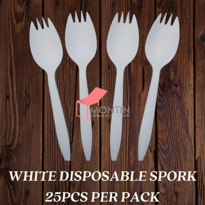 White Disposable Spork (25pcs per pack) | Lazada PH