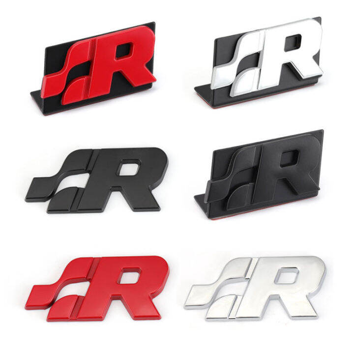 SR metal R logo Horizontal bar grille emblem Rear trunk sticker Side ...