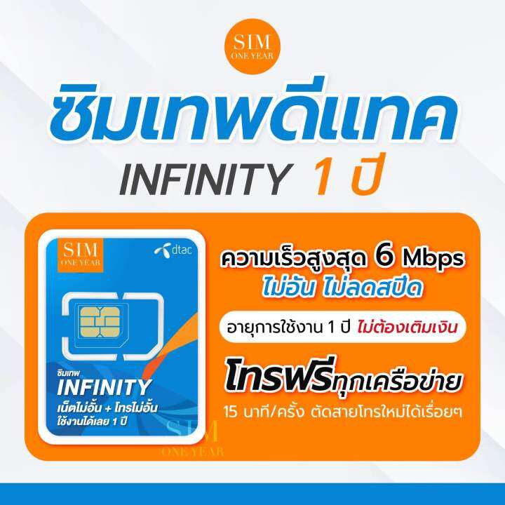 ซิมเทพ infinity 6mbps เน็ตไม่อั้นไม่ลดสปีด +โทรฟรีทุกเครือข่าย นาน 1ปี | Lazada.co.th