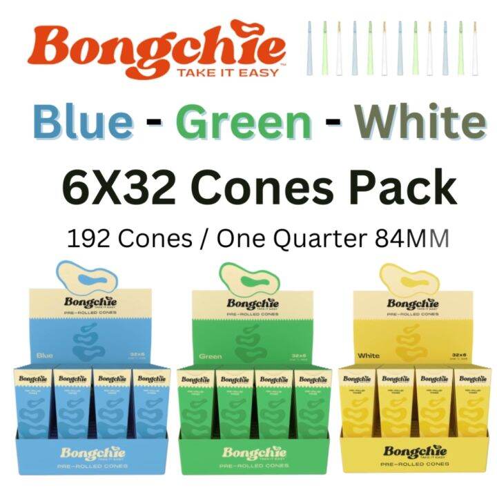 Bongchie 6 Cones Packs / 6x32 192 Pre-Rolled Cones Total Box / One ...