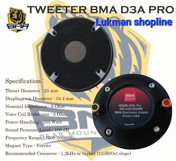 DRIVER TWEETER BMA D3A PRO TWITER D3 BAUT BMA ORIGINAL | Lazada Indonesia