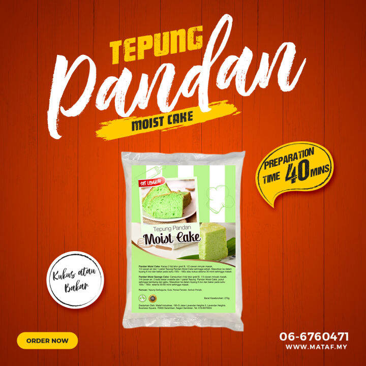 Triple 3 x Tepung Kek Segera Pandan (Set Lengkap) Pandan Moist Cake ...