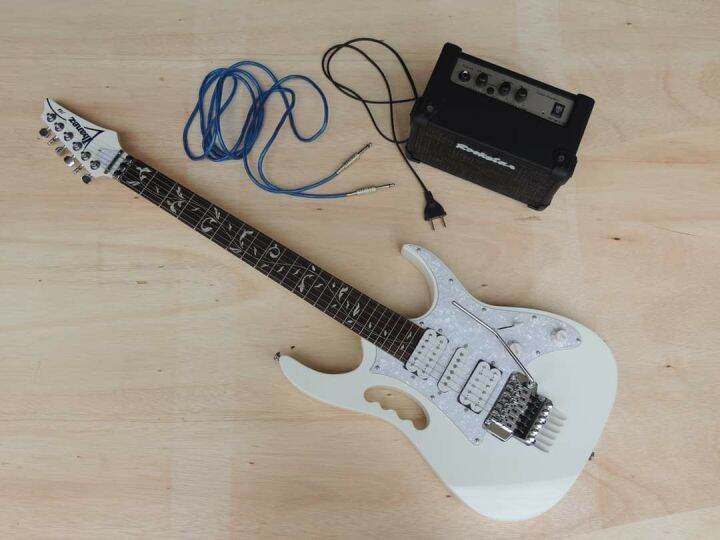 PAKET GITAR IBANEZ JEM FLOWER WHITE + AMPLI | Lazada Indonesia
