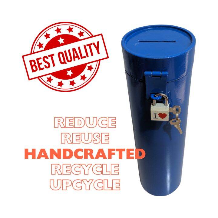 HANDCRAFTED COIN BANK/ALKANSYA ( BLUE ) MADE OF USED PVC. HEAVY-DUTY ...