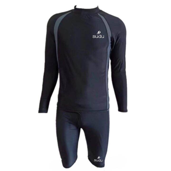 sudu terno long sleeves rash guard set with short cycling swimwear for ...