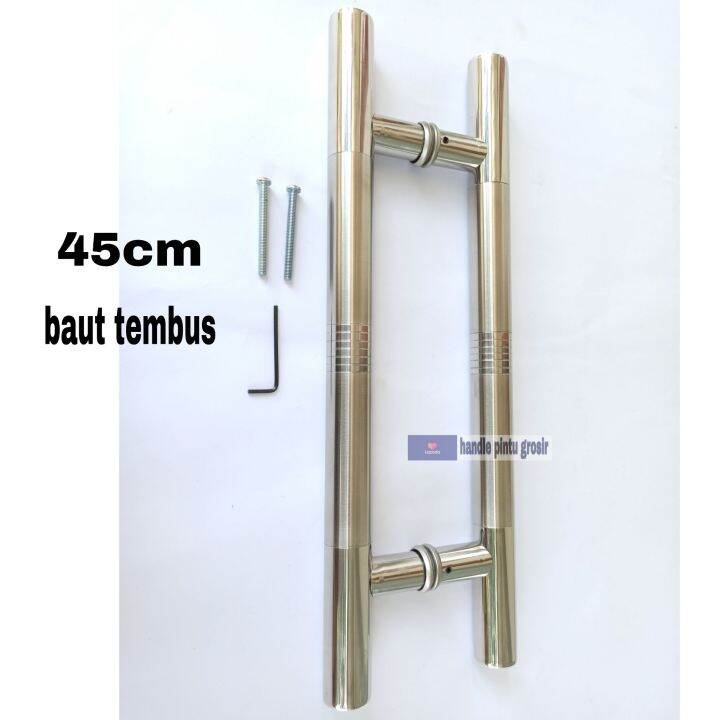 handle pintu gagang pintu stenlis baut tembus lis bulat 45cm | Lazada ...