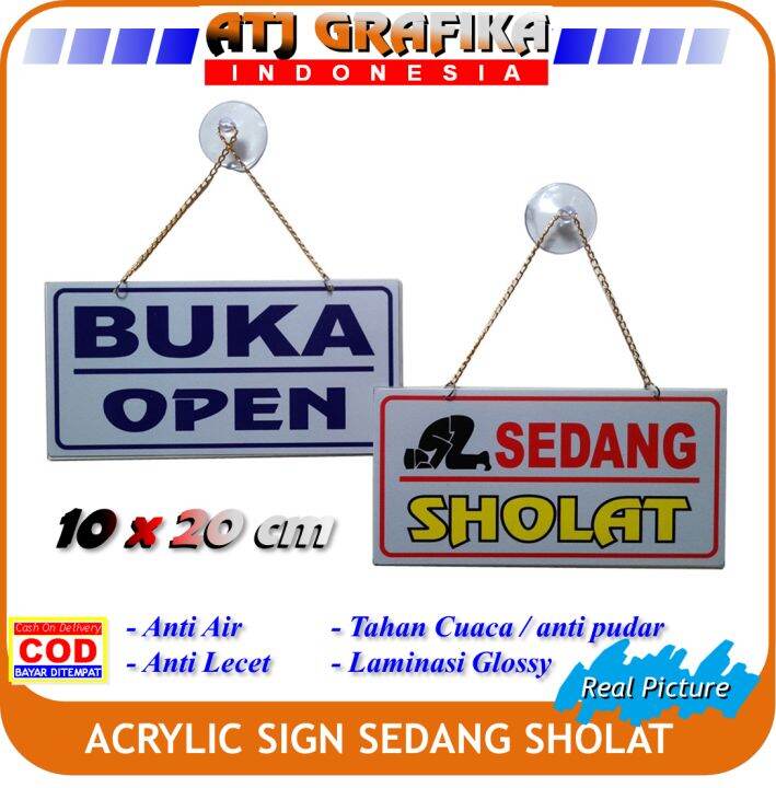 Papan petunjuk sedang sholat acrylic sign tulisan pintu kaca toko ...