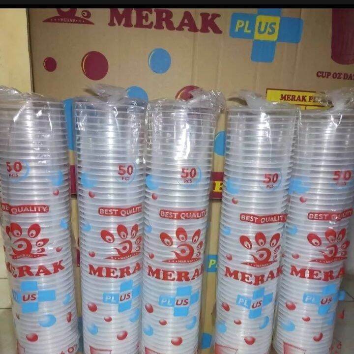 Gelas cup merk merak 18oz datar , gelas plastik 18oz 1slop isi 50pcs | Lazada Indonesia